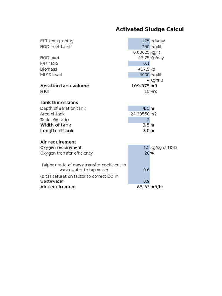 Activated Sludge Calculations | PDF