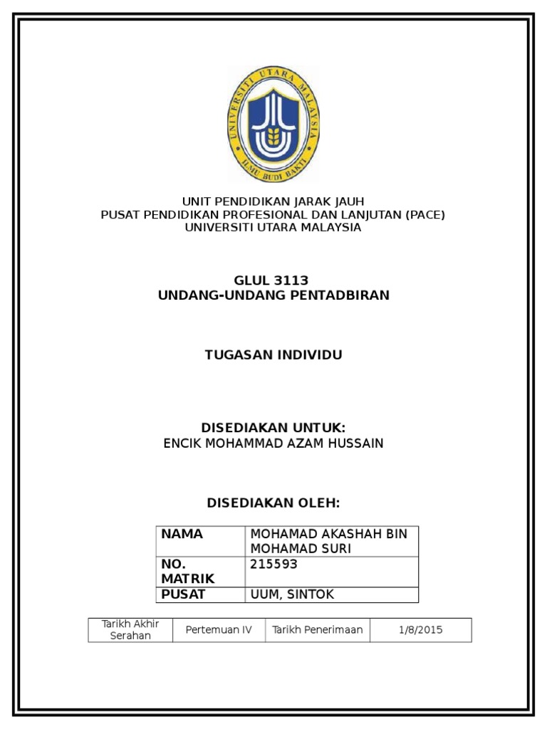 Cover Assignment (UUM) | PDF