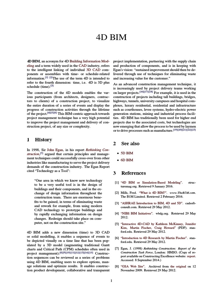 4d Bim 1 History 2 See Also Pdf Building Information Modeling
