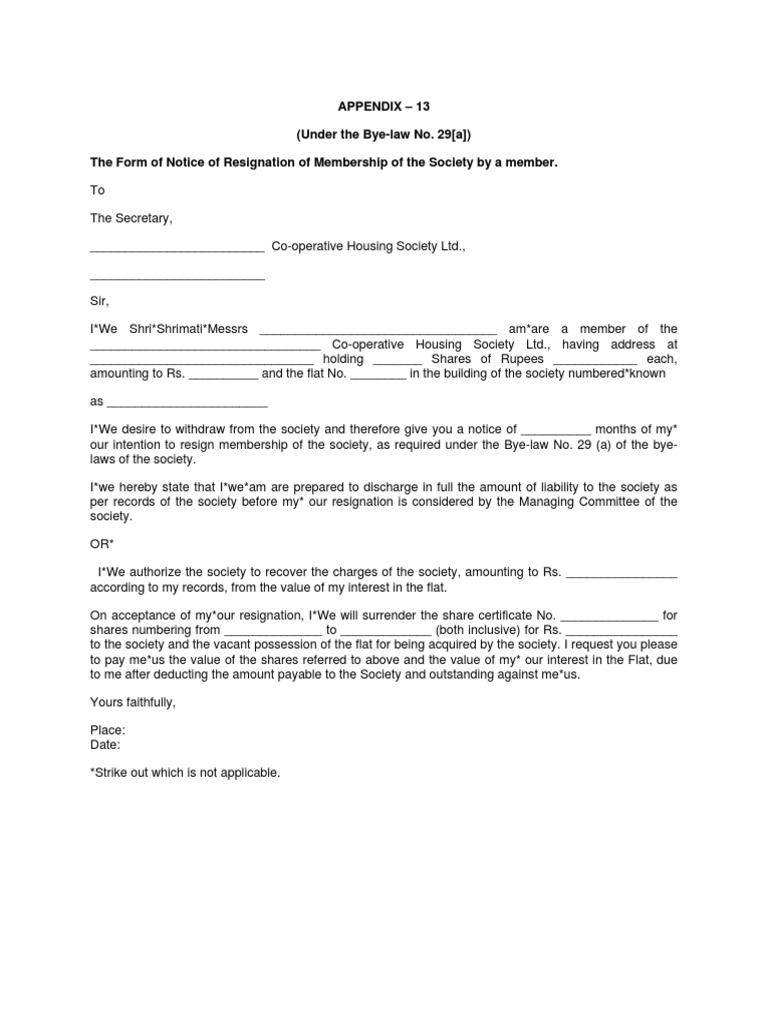 Appendix - 13 (Under The Bye-Law No. 29 (A) ) The Form of Notice of ...