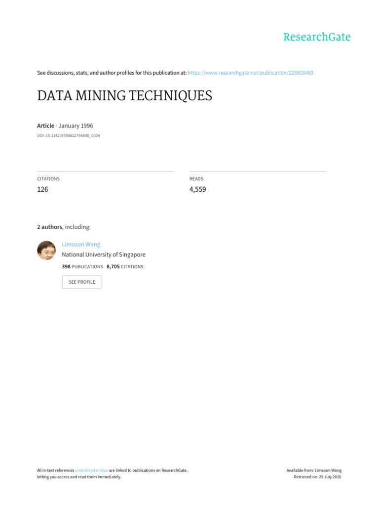 Data Mining Techniques | PDF | Cluster Analysis | Statistical Classification