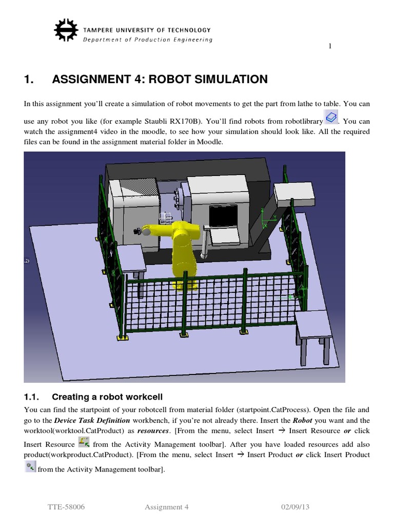 Assignment 4: Robot Simulation: 1.1. Creating A Robot Workcell | PDF ...