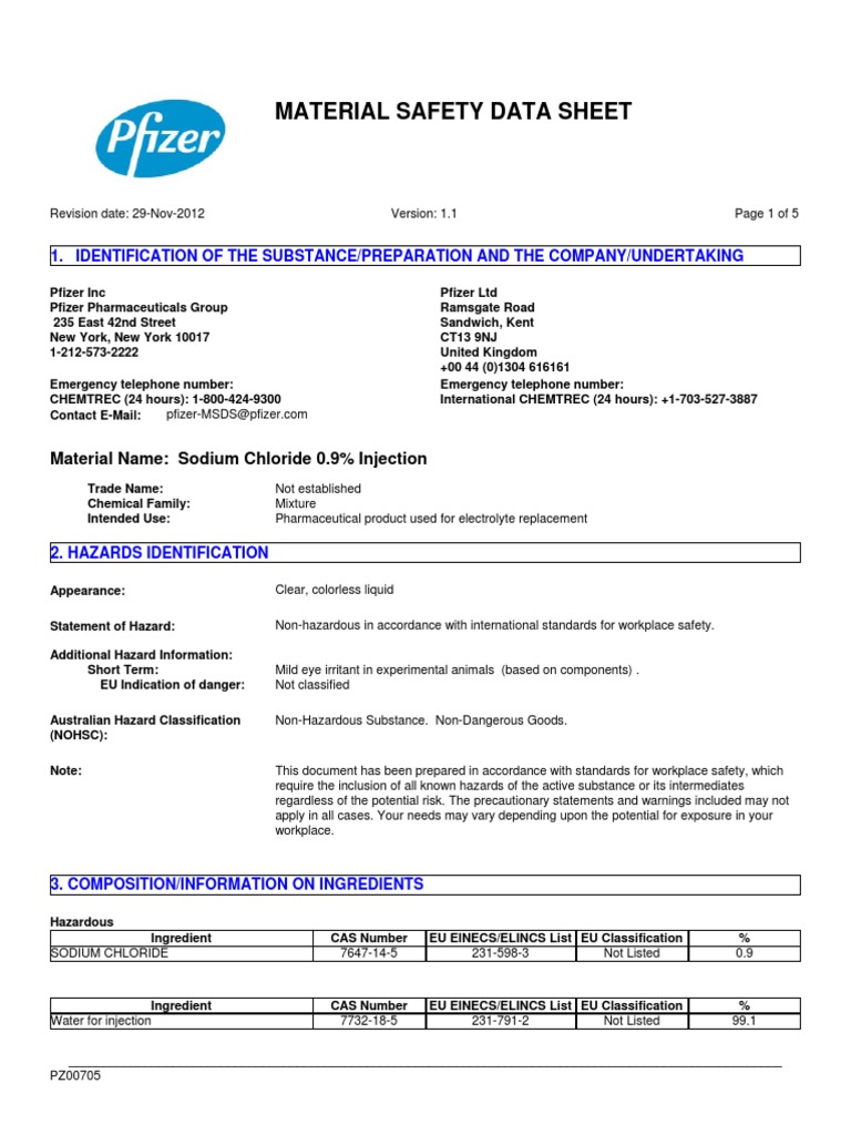 Material Safety Data Sheet: 1. Identification of The Substance ...