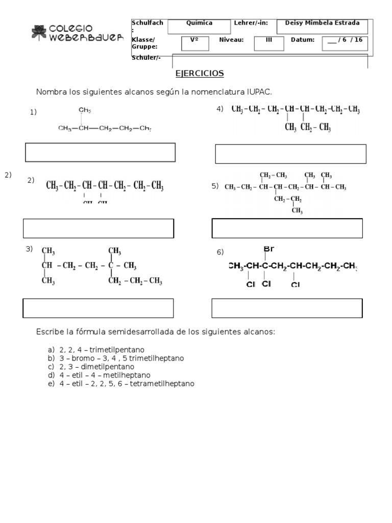 Ejercicios de Alcanos | PDF