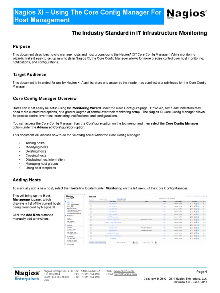 Using The Nagios XI Core Config Manager For Host Management | PDF | Icon (Computing) | Menu ...