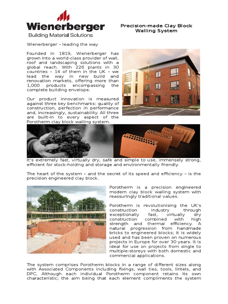 Precision-Made Clay Block Walling System | PDF | Industries | Engineering