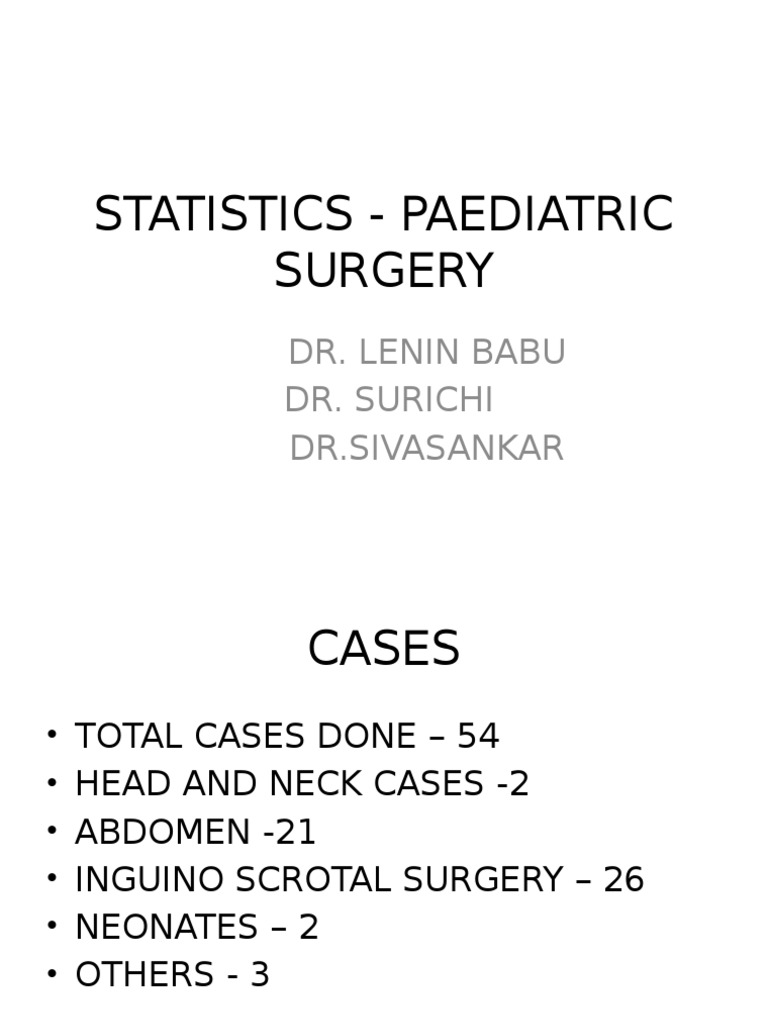 Statistics - Paediatric Surgery | PDF