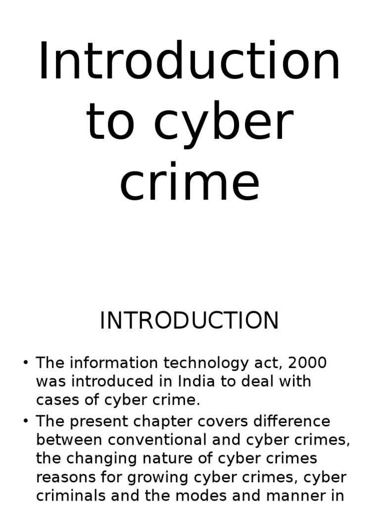 Introduction To Cyber Crime | PDF | Cybercrime | Security Hacker