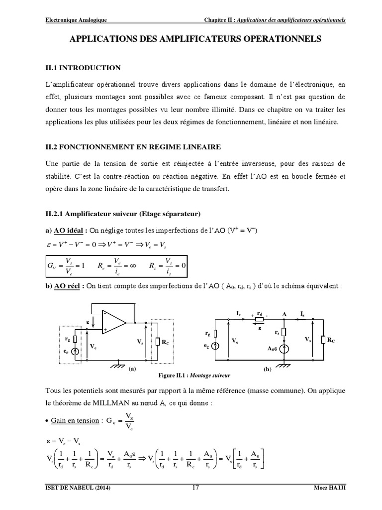 Chapitre 2 Applications Des Amplificateurs Operationnels ...