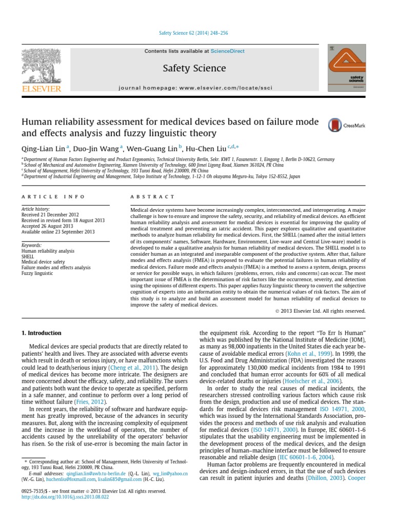 Human Reliability Assessment Ofr Medical Devices | PDF | Reliability ...