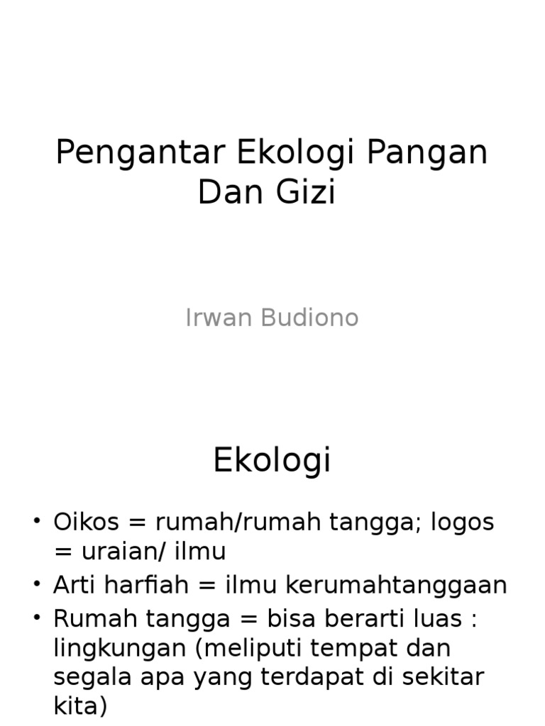 Pengantar Ekologi Pangan Dan Gizi | PDF