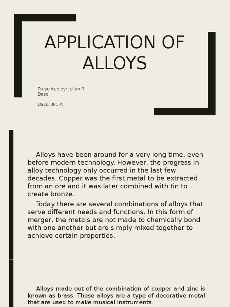 Application of Alloys | PDF | Alloy | Metals