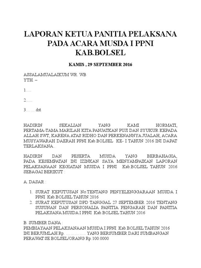 LPJ Panitia Musda | PDF