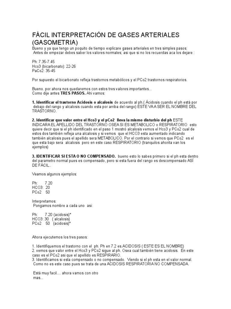 Fácil Interpretación de Gases Arteriales | Descargar gratis PDF ...
