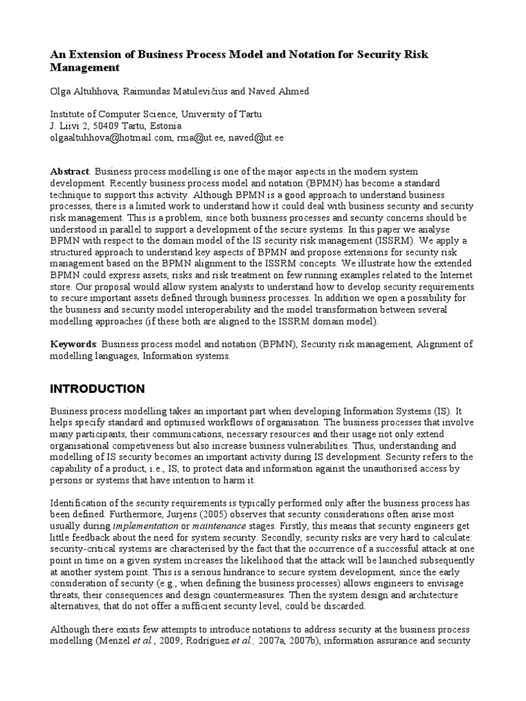 BPMN - Risk | PDF | Threat (Computer) | Vulnerability (Computing)