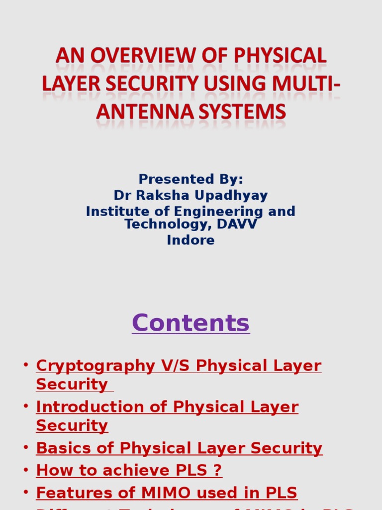 Presentation PHY Layer Security - PPTX Revised | PDF | Mimo | Channel ...