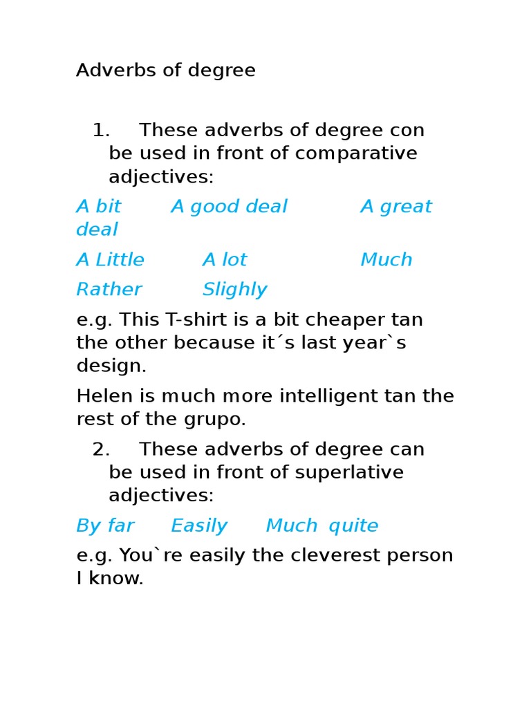 Adverbs of Degree
