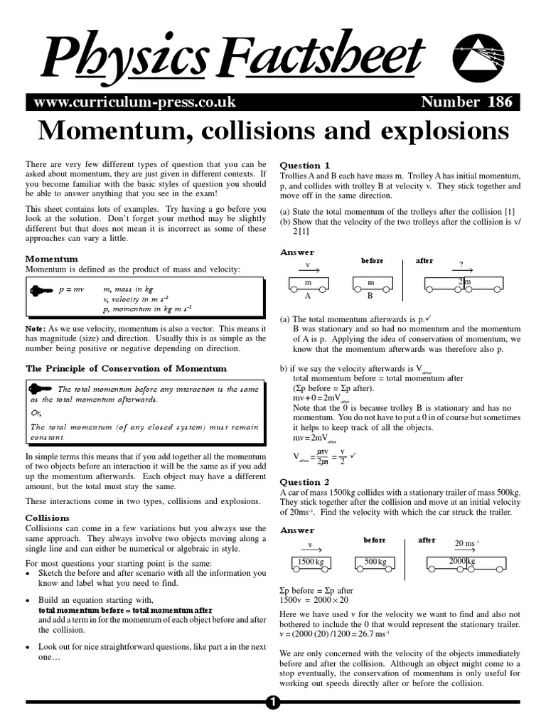 Physics Exam Momentum Guide | PDF | Collision | Momentum