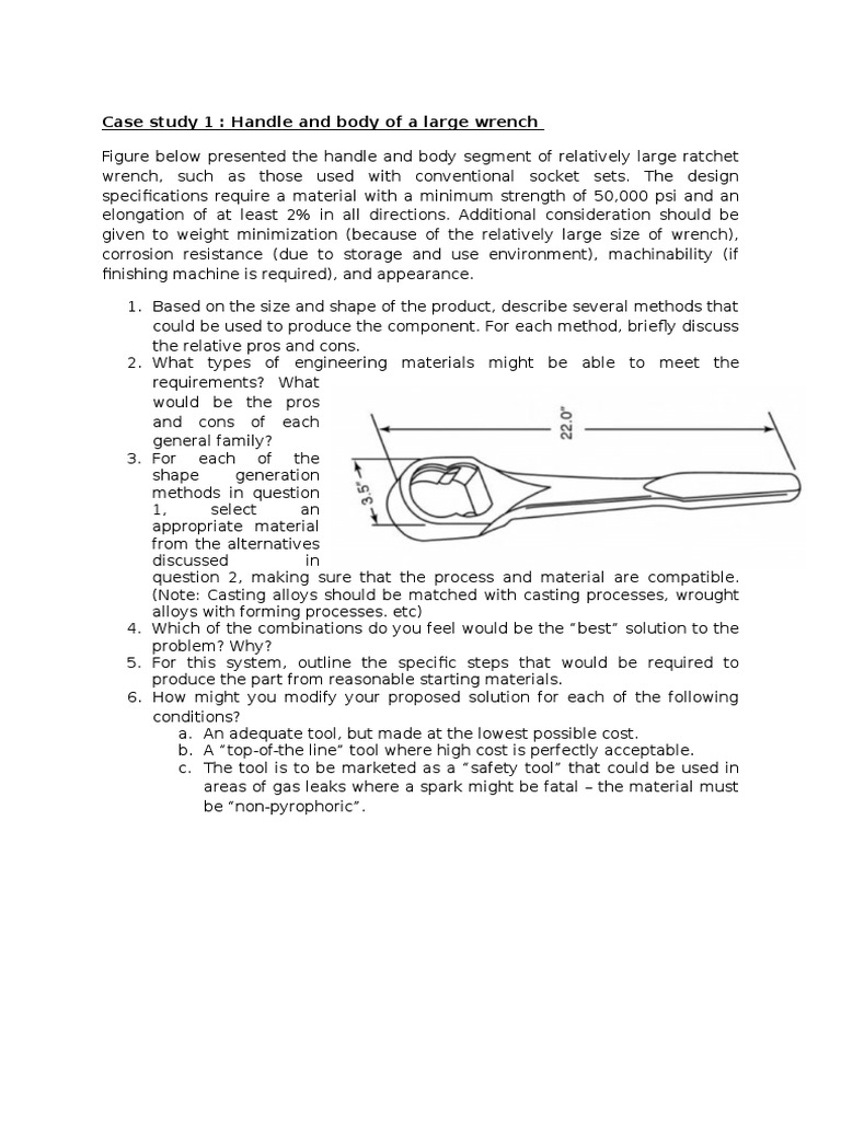 Fabrication and Material Selection Case Study 1 | PDF | Industries ...