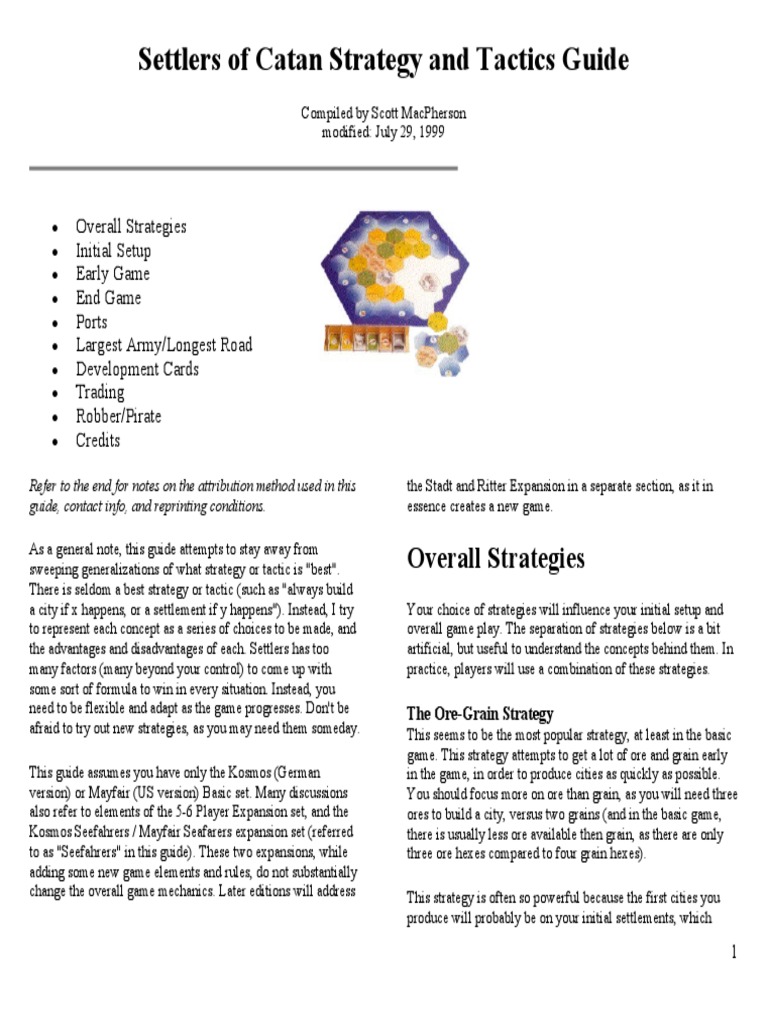 Settlers of Catan Strategy and Tactics Guide | PDF | Gaming | Leisure