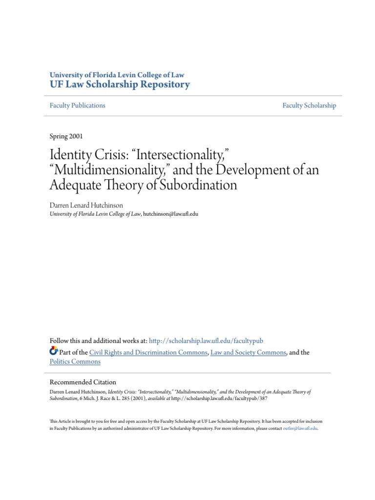 Identity Crisis Intersectionality Multidimensionality and | PDF ...