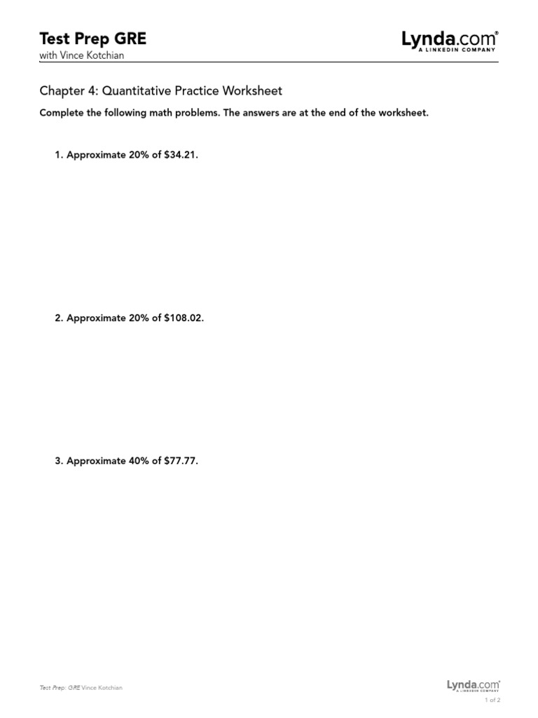 Chapter 4 - Quantitative Practice Worksheet | PDF