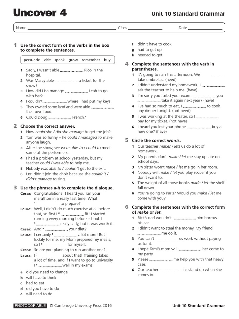Unit 10 Grammar Standard | PDF | Languages