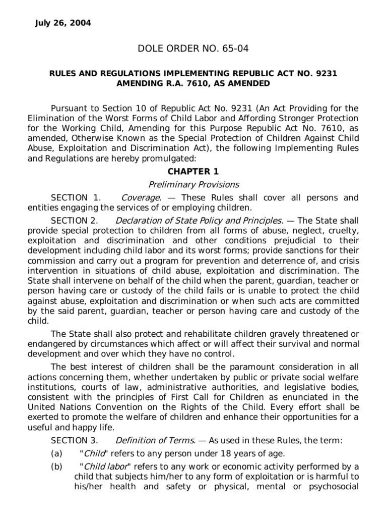 Dole Order No. 65-04 | PDF | Identity Document | Employment