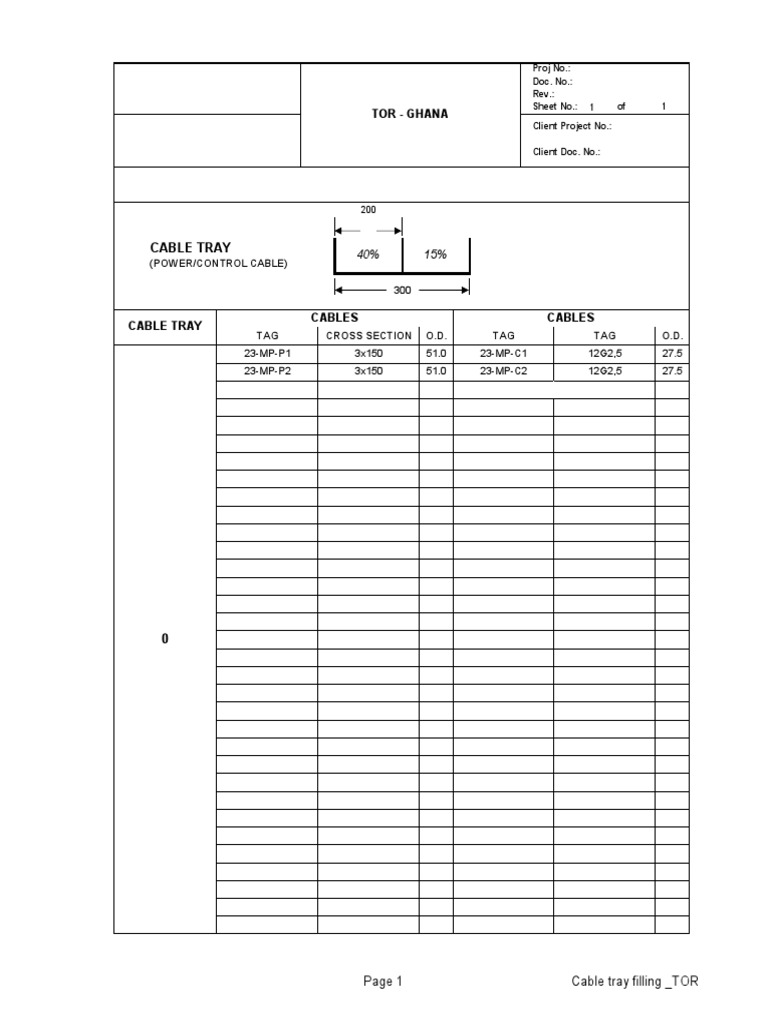 Cable Tray Filling - TOR | PDF