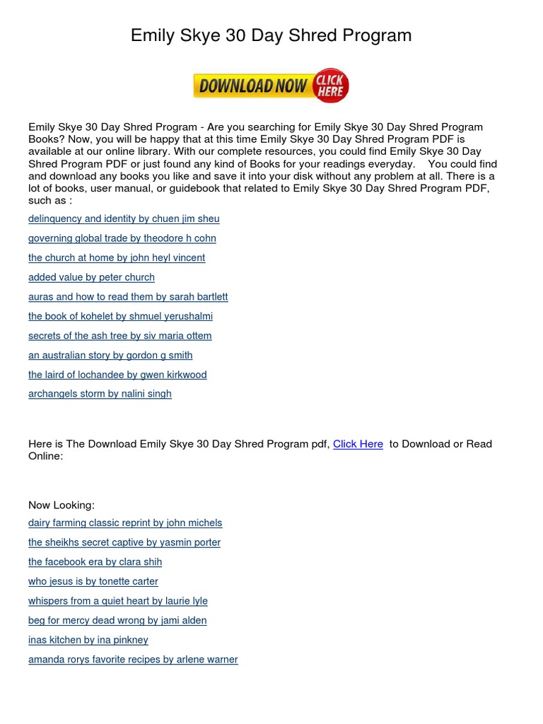 Emily Skye 30 Day Shred Program | PDF