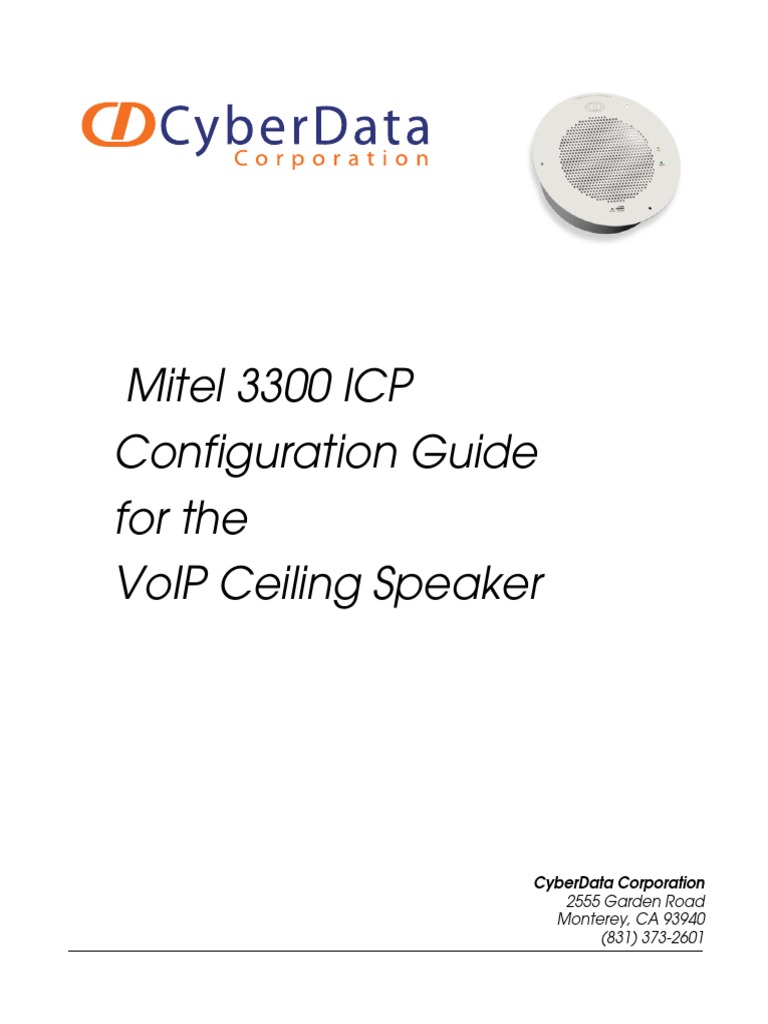 MITEL 3300 ICP Cyberdata VoIP Speaker | PDF | Session Initiation ...