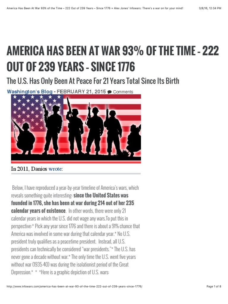 America Has Been at War For 222 Out of 239 Years Since 1776 | PDF ...