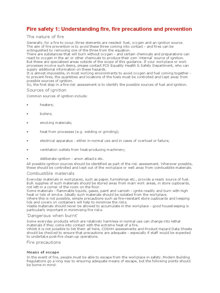 Fire Safety 1: Understanding Fire, Fire Precautions and Prevention ...