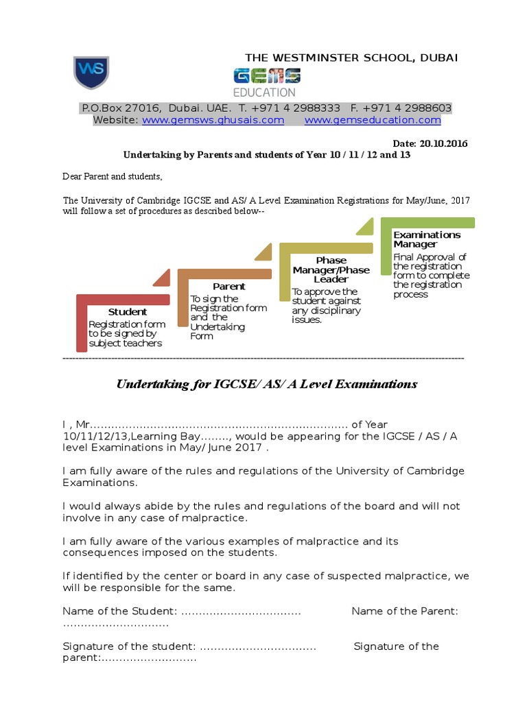 Undertaking For Exams | PDF | Test (Assessment) | Social Institutions