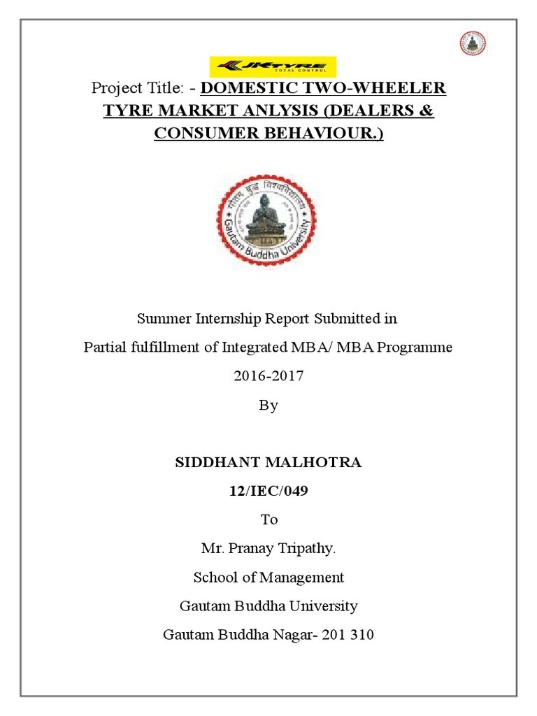 JK Tyre Report (By Siddhant Malhotra) | PDF | Tire | Economic Growth