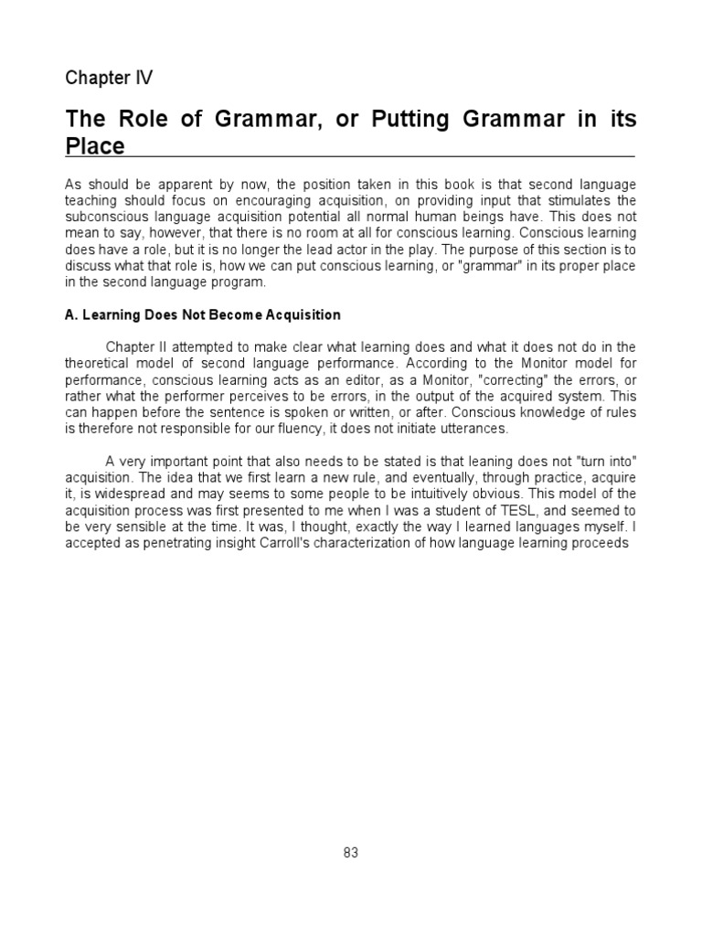 The Role of Grammar | PDF | Language Acquisition | Second Language