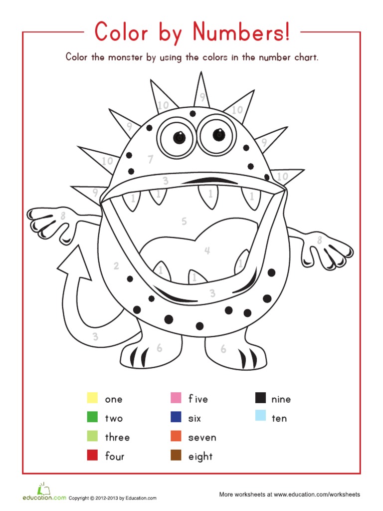 Color by Number 1 10 Worksheet PDF | PDF