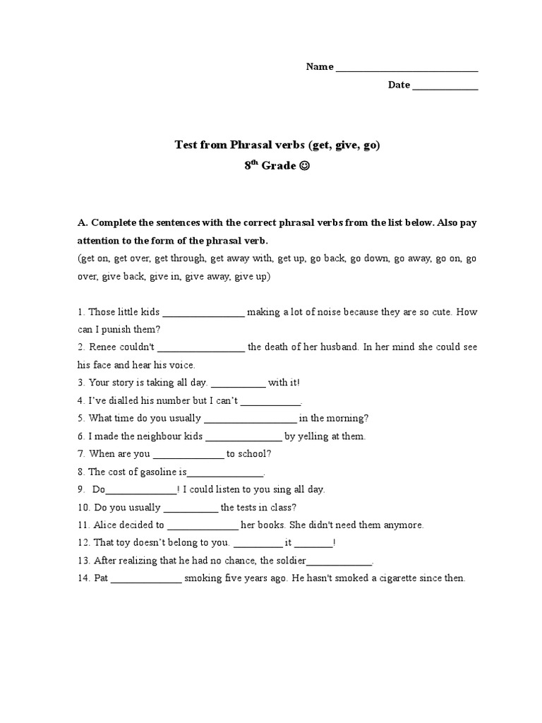 Phrasal Verb With Get, Give, Go | PDF