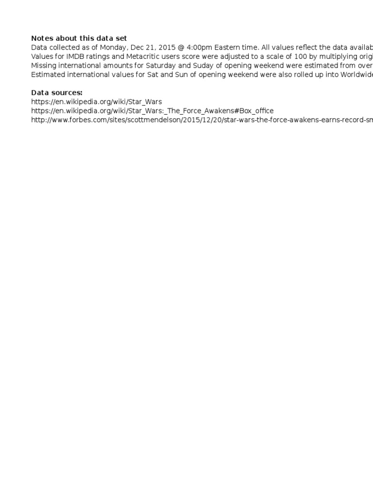 Star Wars Data | PDF | Star Wars: The Force Awakens | Sith