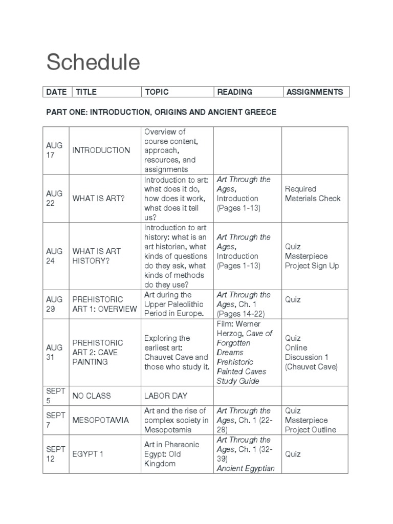 Schedule | PDF | Ancient Greece | Gothic Architecture