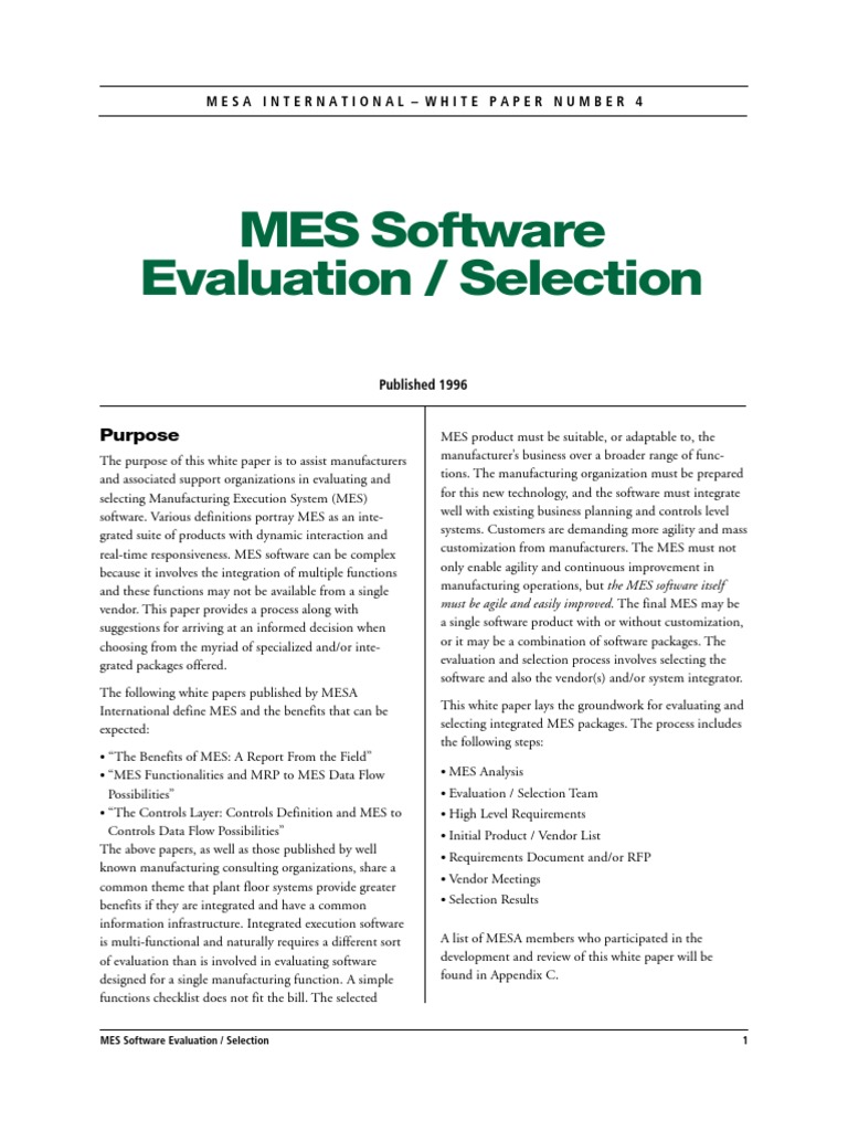 MES Evaluation and Selection | PDF | Request For Proposal | Business ...