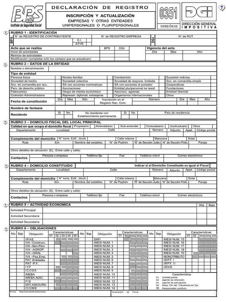 DGI - Formulario - 0351 - Versión - 03.pdf | Tecnología | Business ...