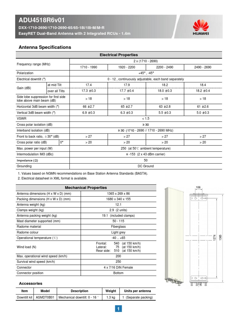 ANT-ADU4518R6v01-1882 Datasheet | PDF | Decibel | Antenna (Radio)