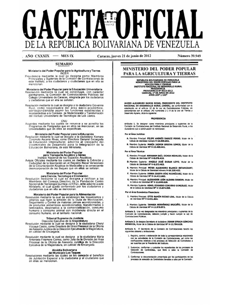 Gaceta Oficial 39949 PDF | PDF