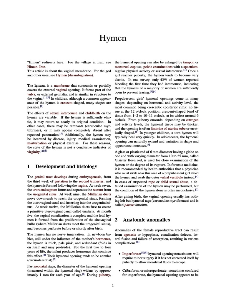 Hymen | Download Free PDF | Mammal Female Reproductive System | Female ...