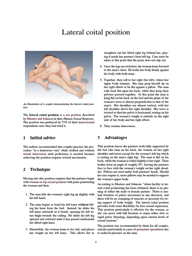 Lateral Coital Position Pdf Sexual Intercourse Sexual Emotions