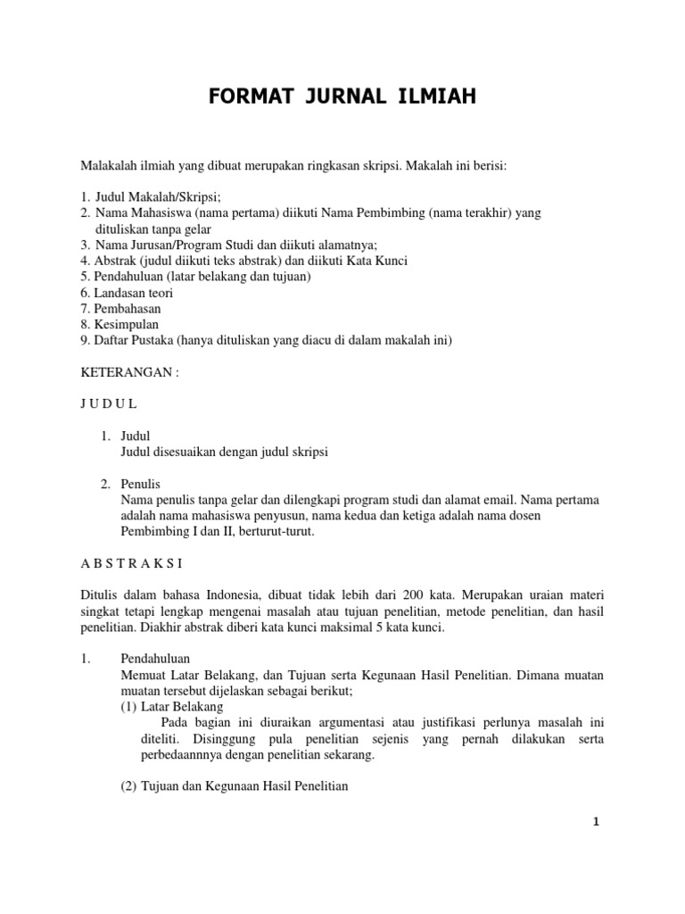 Format Jurnal Ilmiah | PDF
