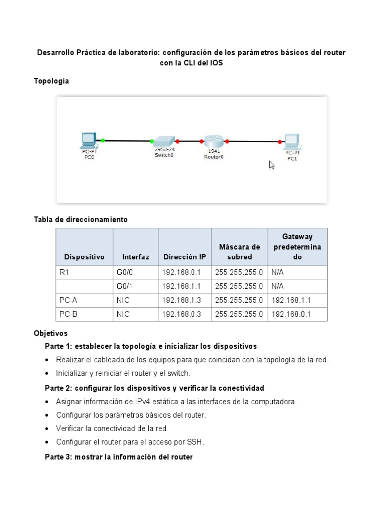 4.1.4.6 Lab - Configuring Basic Router Settings With IOS CLI | PDF | Enrutador (Computación ...