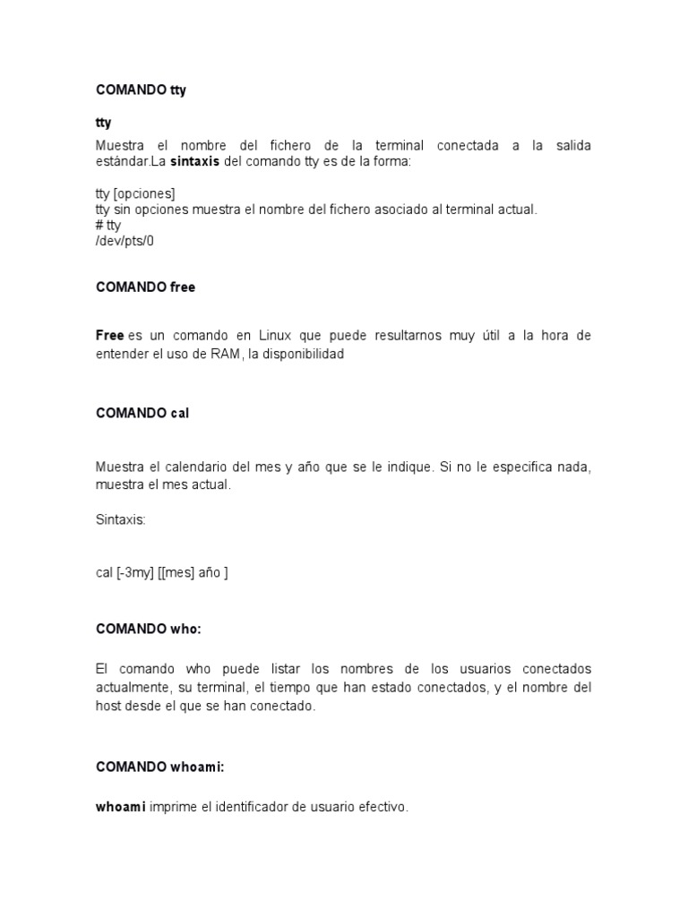 Comando Tty | PDF | Directorio (Computación) | Archivo de computadora