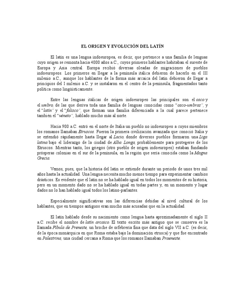 El Origen y Evolución Del Latín | PDF | latín | Civilización Etrusca